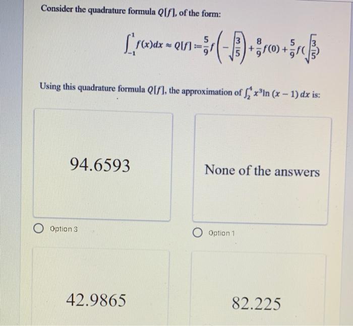 Solved Consider the quadrature formula [f], of the form: | Chegg.com