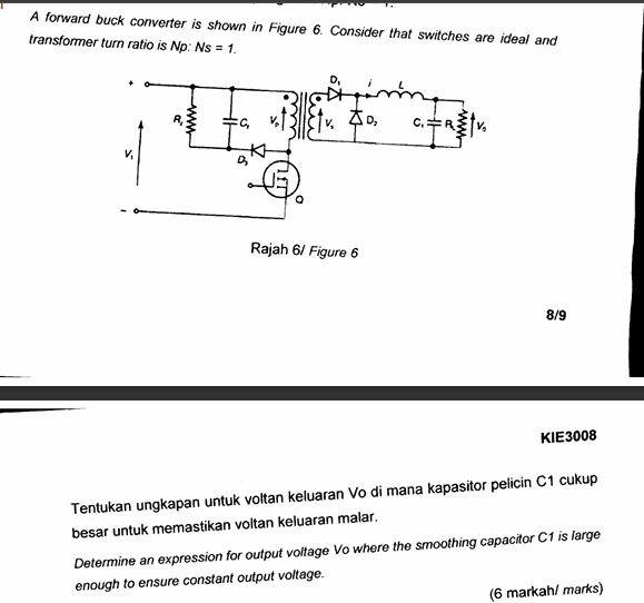 Solved A forward buck converter is shown in Figure 6. | Chegg.com