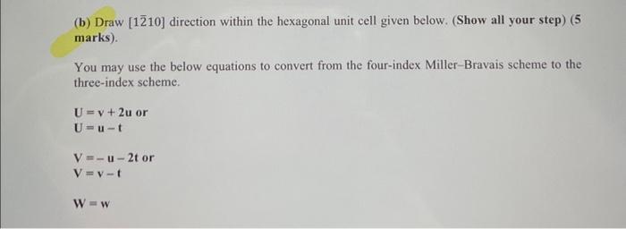 Solved (b) Draw [1210] direction within the hexagonal unit | Chegg.com