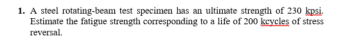 Solved A steel rotating-beam test specimen has an ultimate | Chegg.com