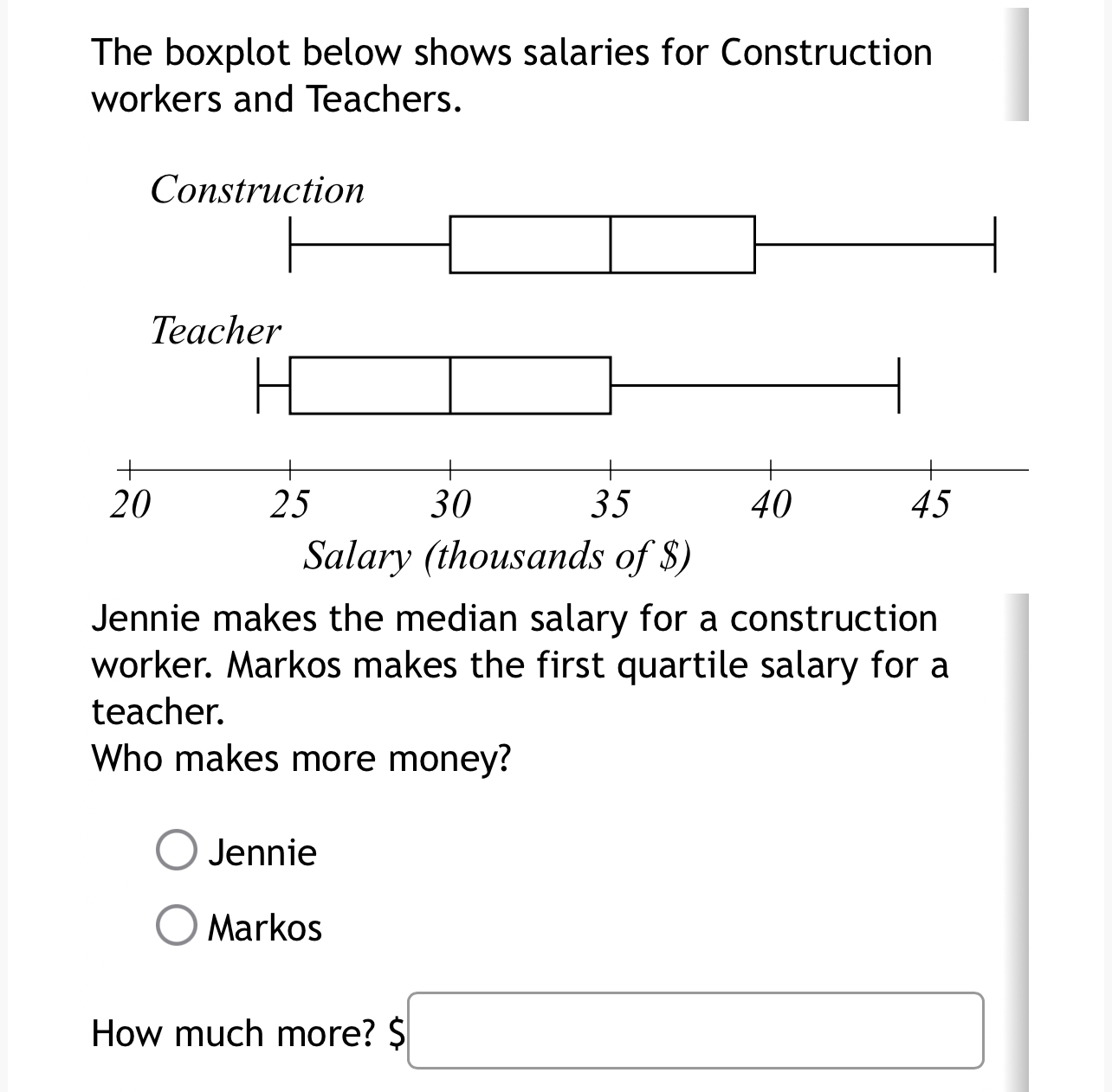 Solved The boxplot below shows salaries for | Chegg.com