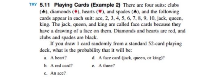 Solved 5.11 Playing Cards (Example 2) There are four suits: | Chegg.com