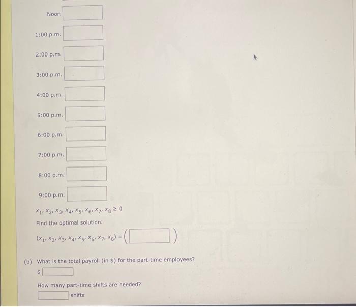 Solved (a) Develop a minimum-cost schedule for part-time | Chegg.com