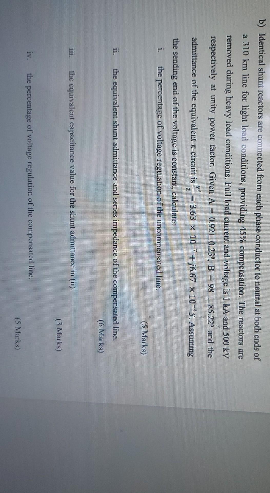 Solved b) Identical shunt reactors are connected from each | Chegg.com