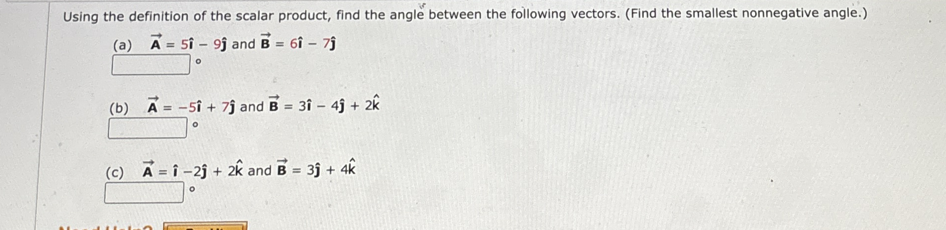 Using the definition of the scalar product, find the | Chegg.com