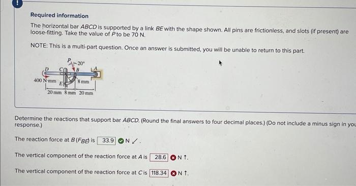Solved Required information The horizontal bar ABCD is | Chegg.com