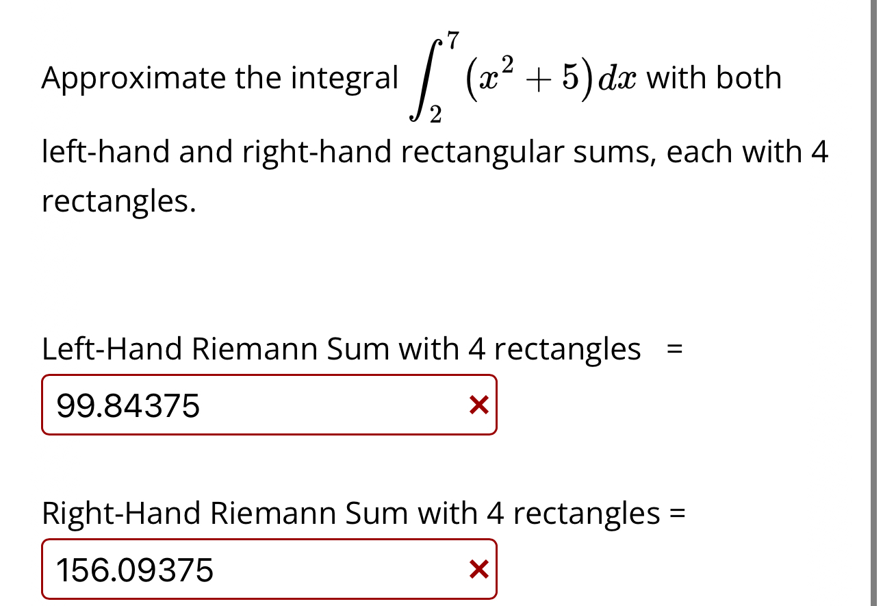 Solved Approximate the integral ∫27(x2+5)dx ﻿with both | Chegg.com