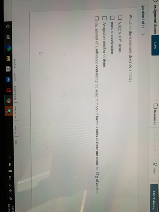 Solved Assignment Score: 3.3% Resources Hint Check Answer | Chegg.com