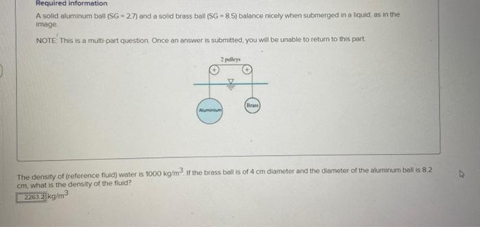 Solved A solid aluminum ball (SG=27) and a solid brass ball | Chegg.com