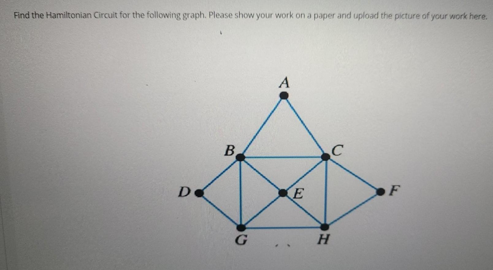 Solved Find the Hamiltonian Circuit for the following graph. | Chegg.com