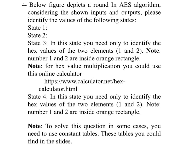 4- Below figure depicts a round In AES algorithm, | Chegg.com