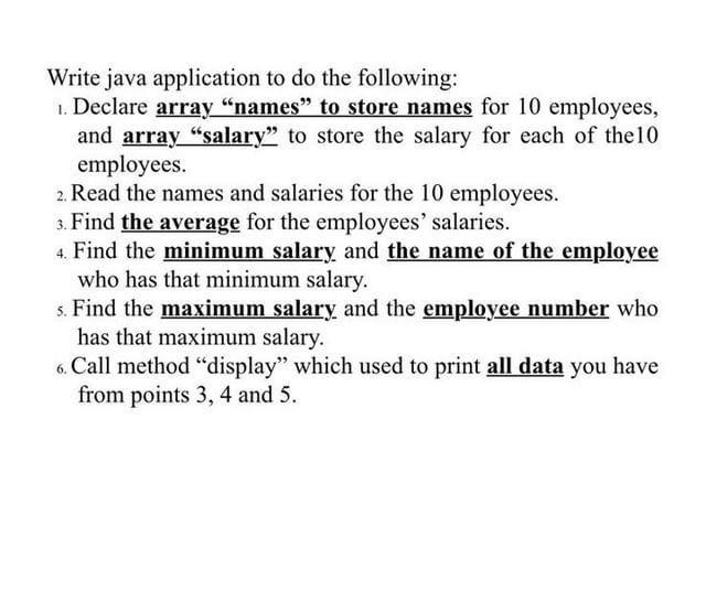 Solved Write java application to do the following: 1. | Chegg.com