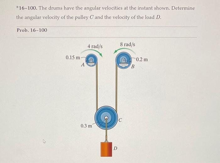 Solved * 16-100. The drums have the angular velocities at | Chegg.com