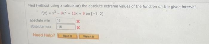 Solved Find (without using a calculator) the absolute | Chegg.com