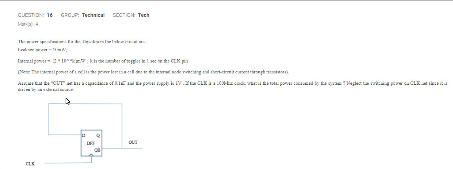 Solved QUESTION: 16 ﻿GROUP: Technical SECTION: TechMark(s): | Chegg.com