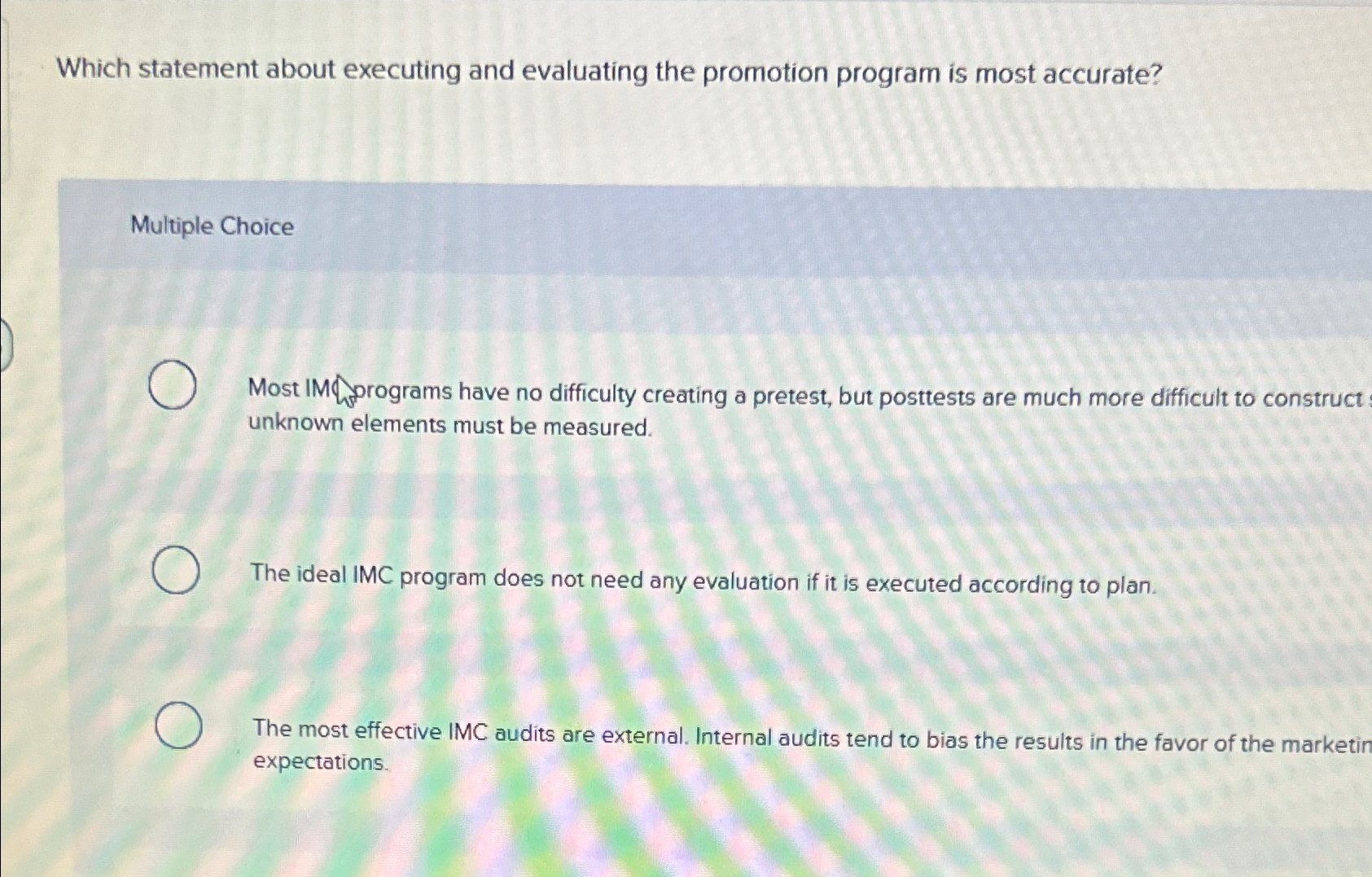 Solved Which statement about executing and evaluating the | Chegg.com