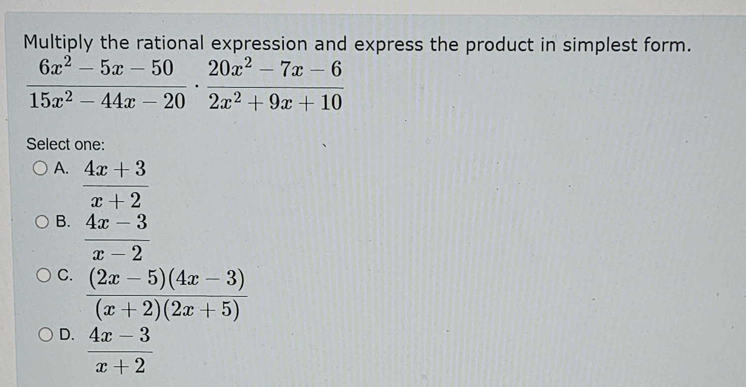 Solved Multiply the rational expression and express the | Chegg.com