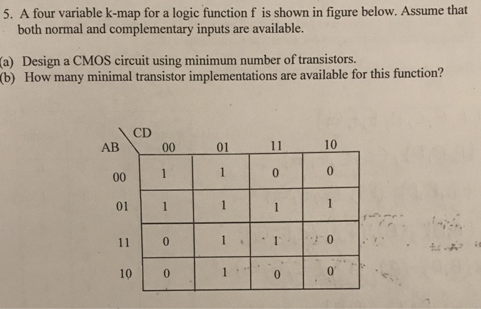 Solved 5. A four variable k-map for a logic function f is | Chegg.com
