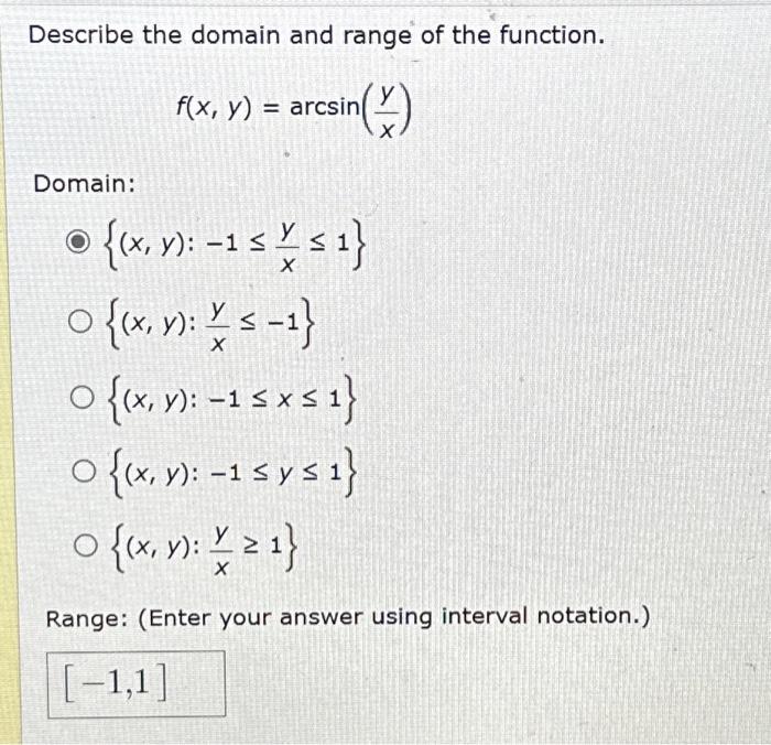 Solved Describe the domain and range of the function. | Chegg.com
