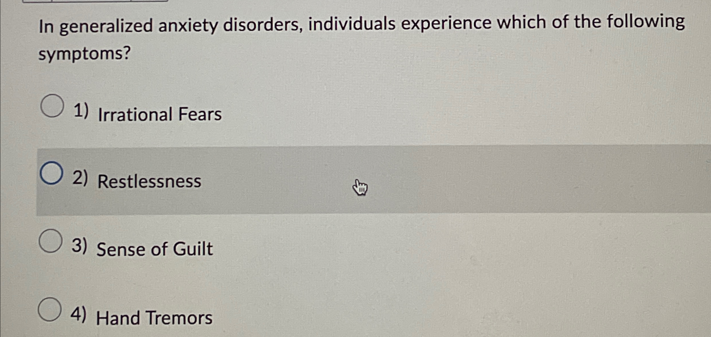Solved In generalized anxiety disorders, individuals | Chegg.com