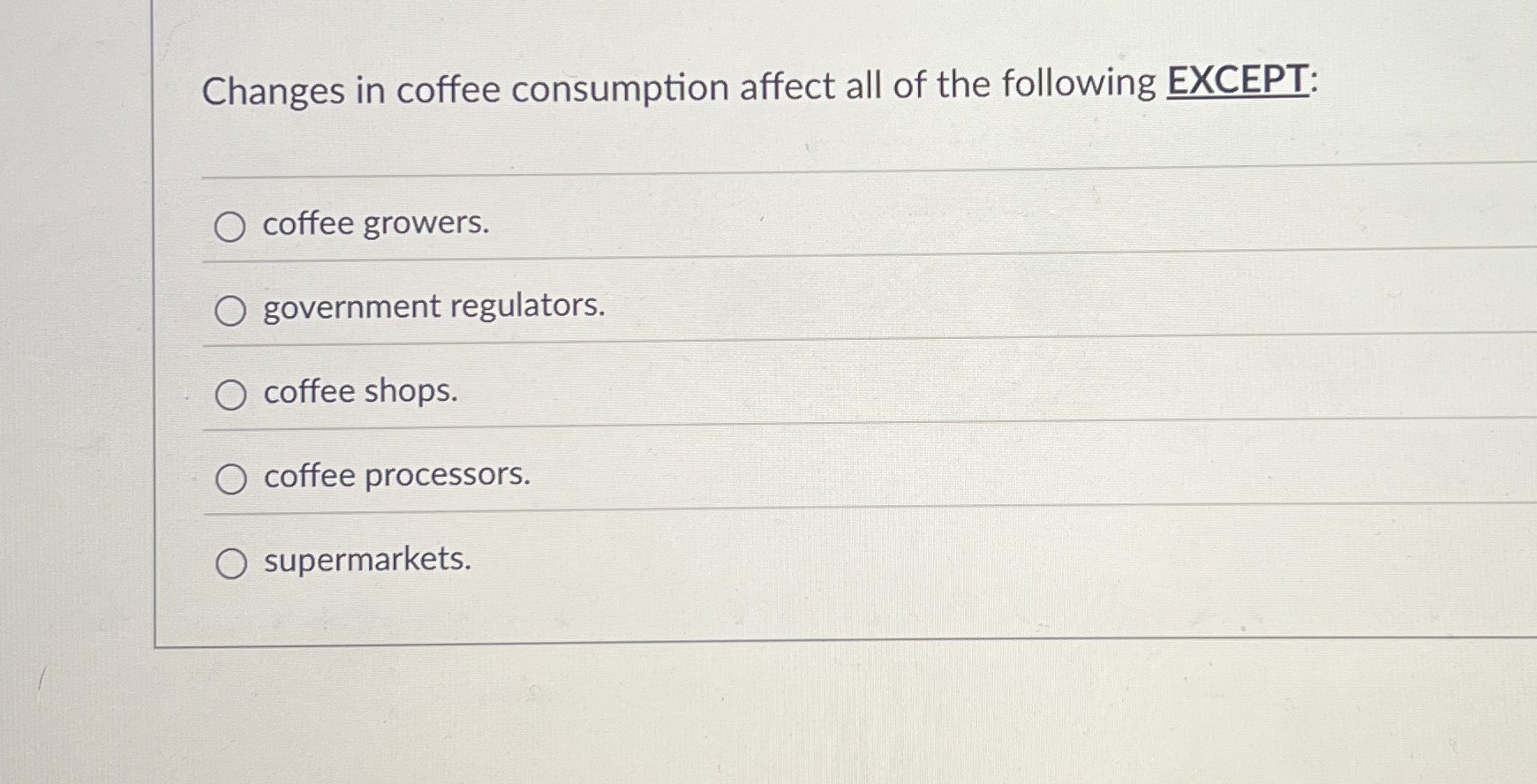 Solved Changes in coffee consumption affect all of the | Chegg.com