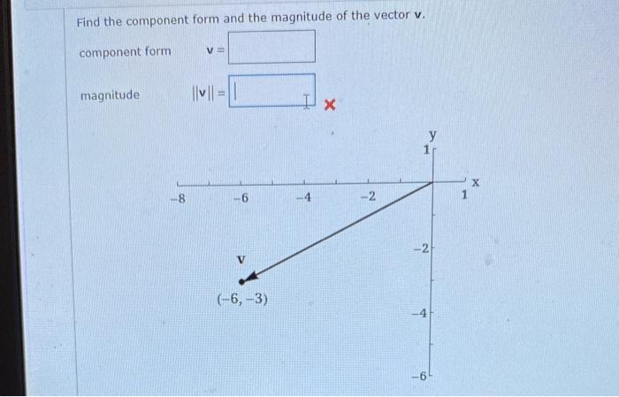 Solved Find the component form and the magnitude of the | Chegg.com