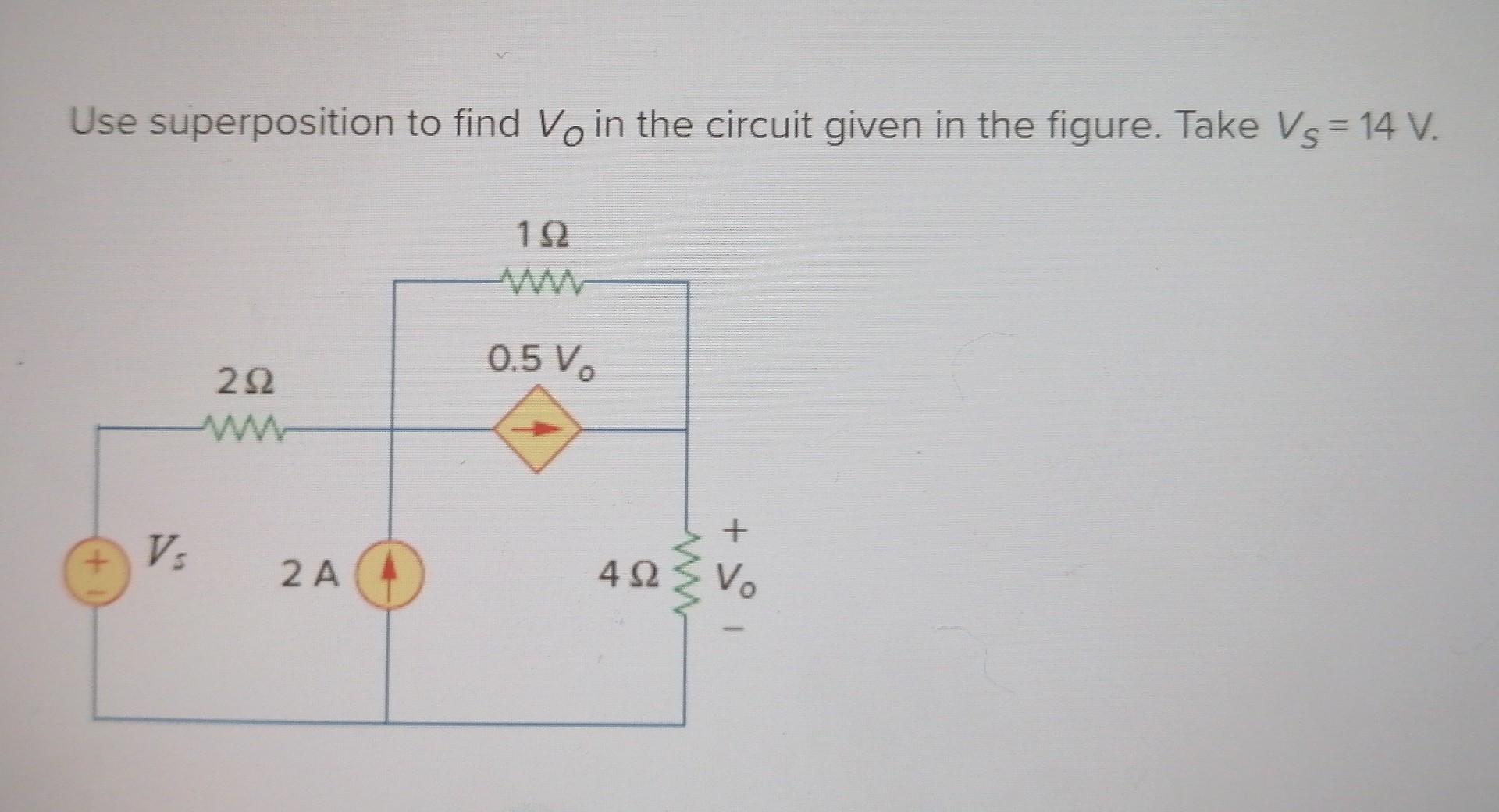 Solved Use superposition to find VO in the circuit given in | Chegg.com