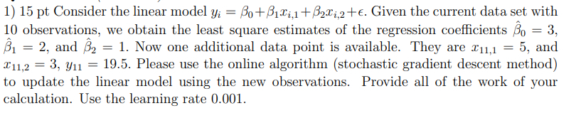 Solved 15pt ﻿Consider the linear model | Chegg.com