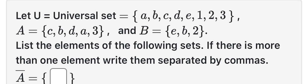 Let U= ﻿Universal set | Chegg.com