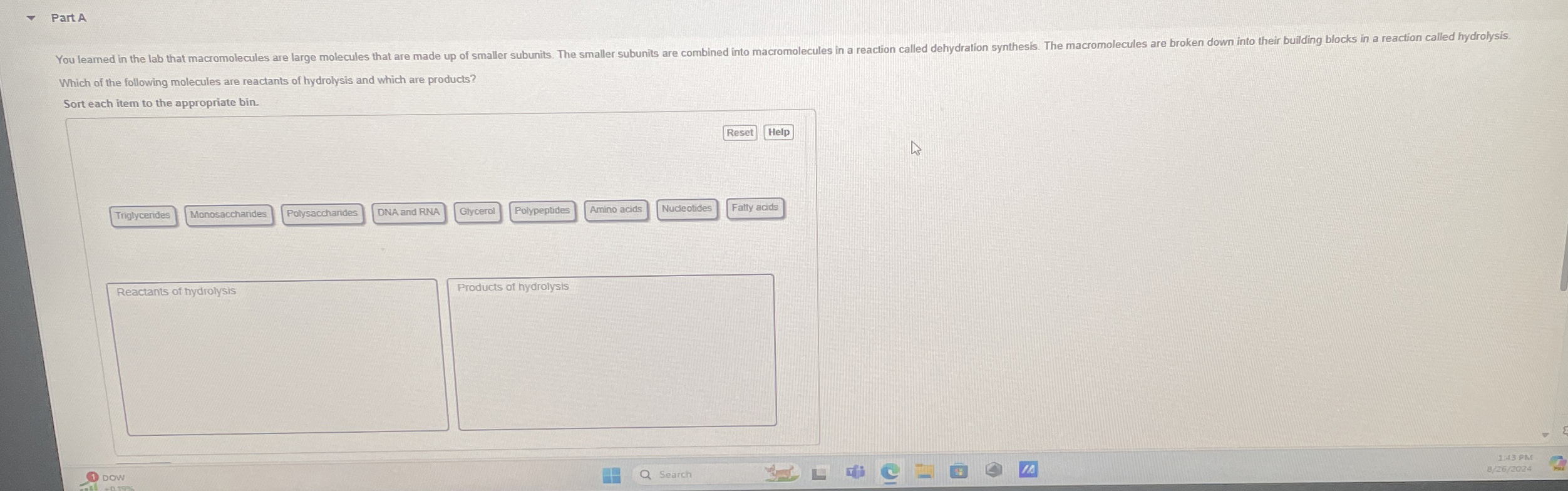 Solved Part A Which of the following molecules are reactants | Chegg.com