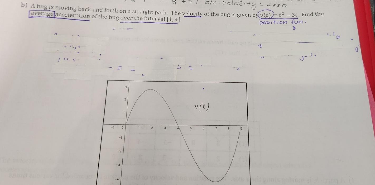 Solved b) A bug is moving back and forth on a straight path. | Chegg.com