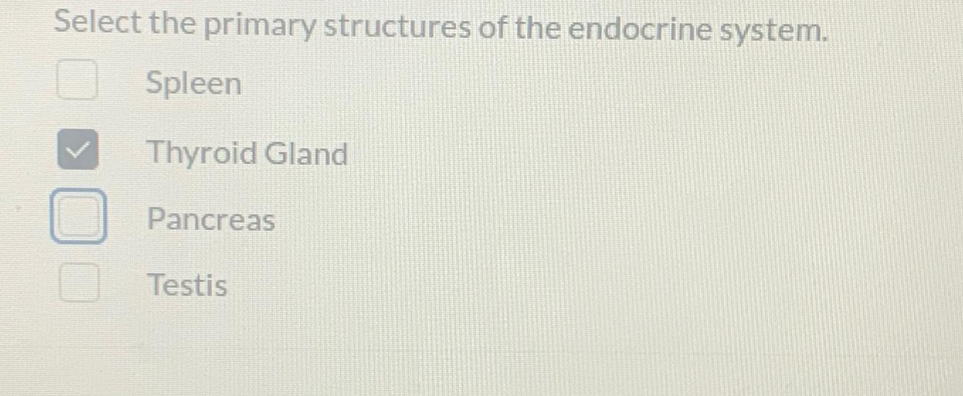 Solved Select the primary structures of the endocrine | Chegg.com