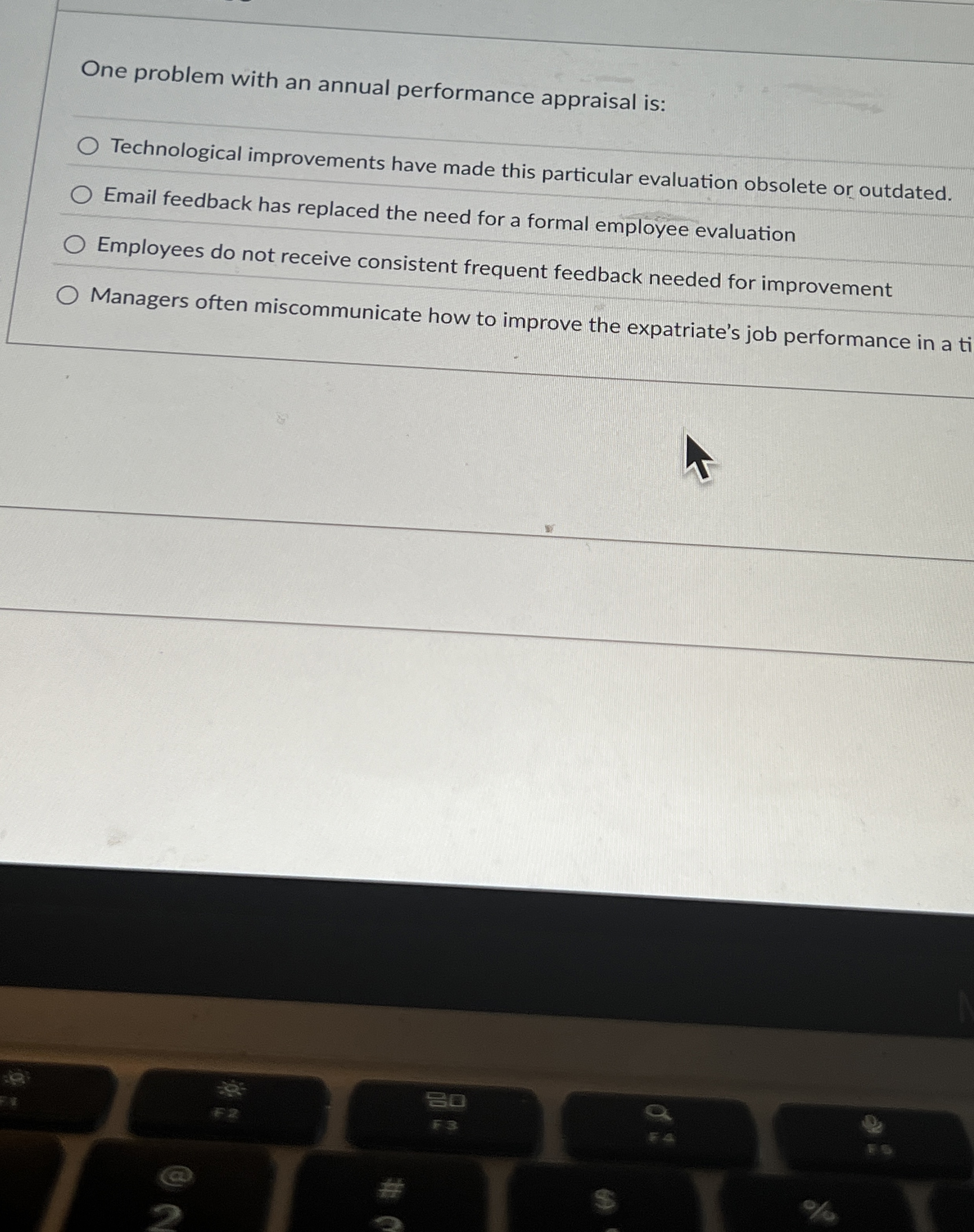 Solved One problem with an annual performance appraisal | Chegg.com