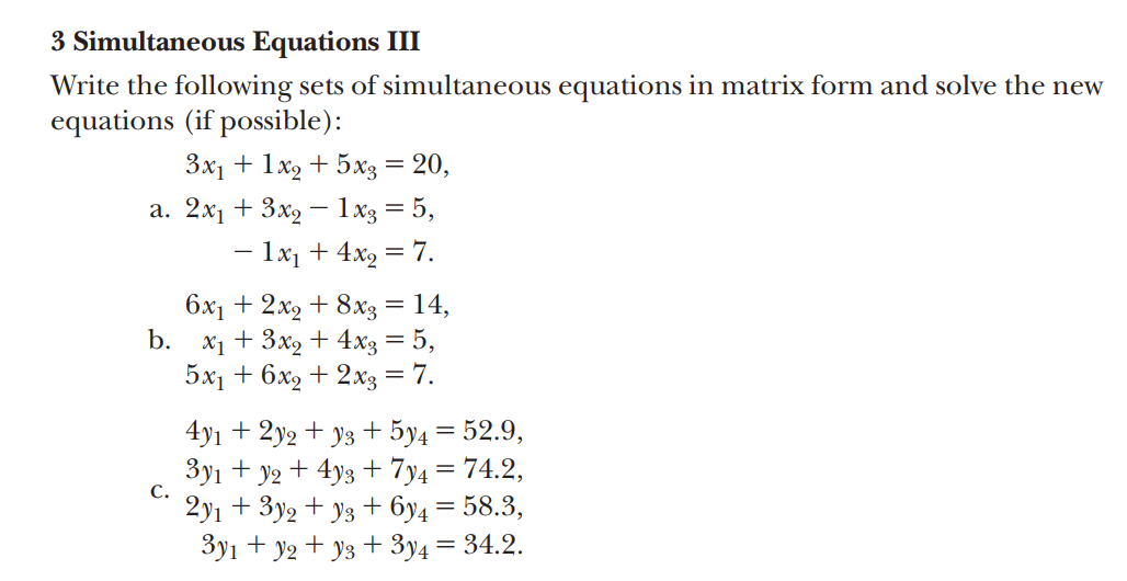 Solved 3 ﻿Simultaneous Equations IIIWrite the following sets | Chegg.com