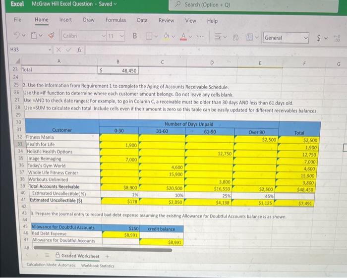 Excel McGraw Hill Excel Question - Saved x Search | Chegg.com