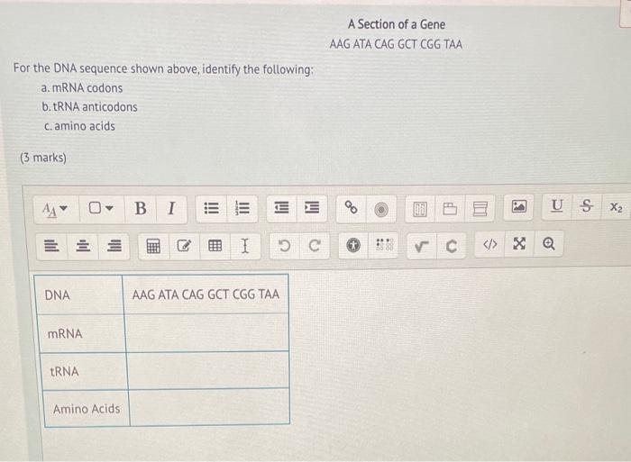 Solved For the DNA sequence shown above, identify the | Chegg.com
