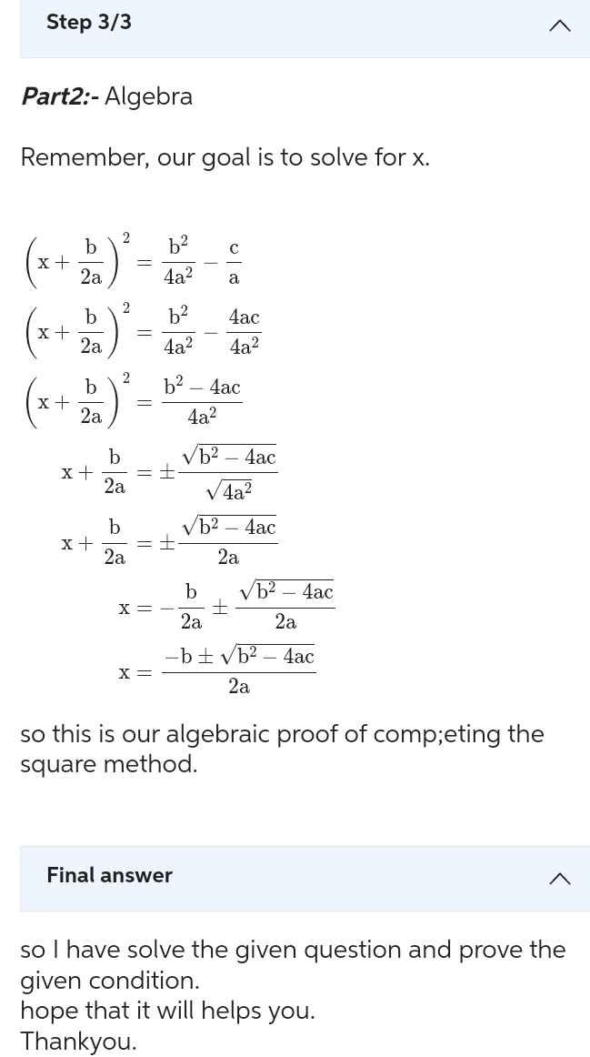 Solved What is the mathematical proof of completing the | Chegg.com