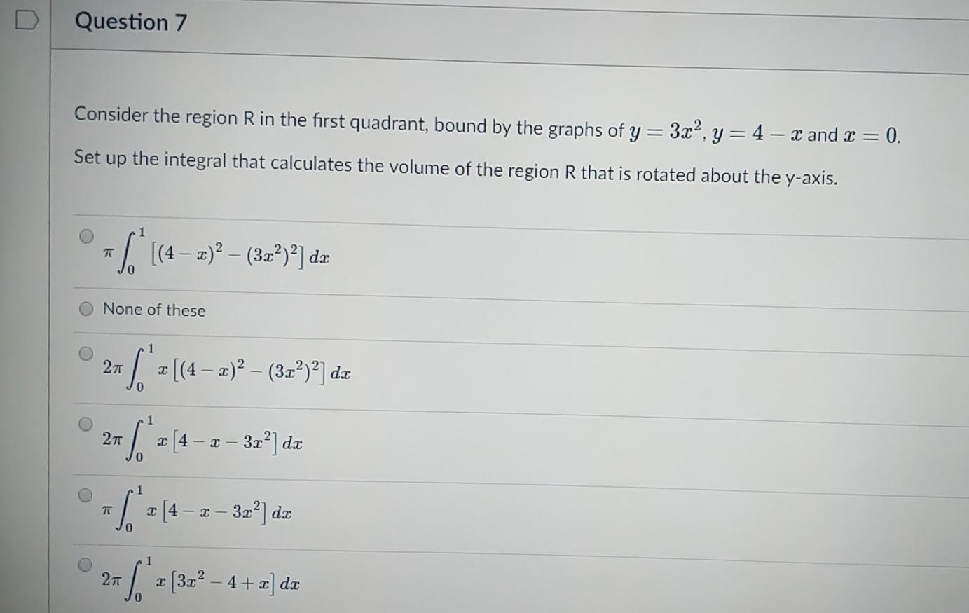 Solved Question 7 Consider the region R in the first | Chegg.com