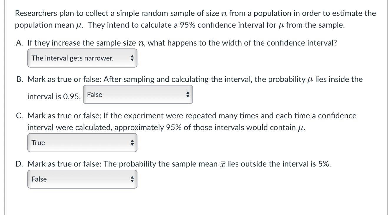 Solved Researchers plan to collect a simple random sample of | Chegg.com