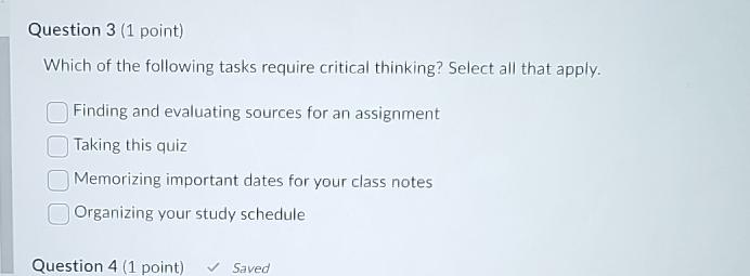 Solved Question 3 (1 ﻿point)Which of the following tasks | Chegg.com