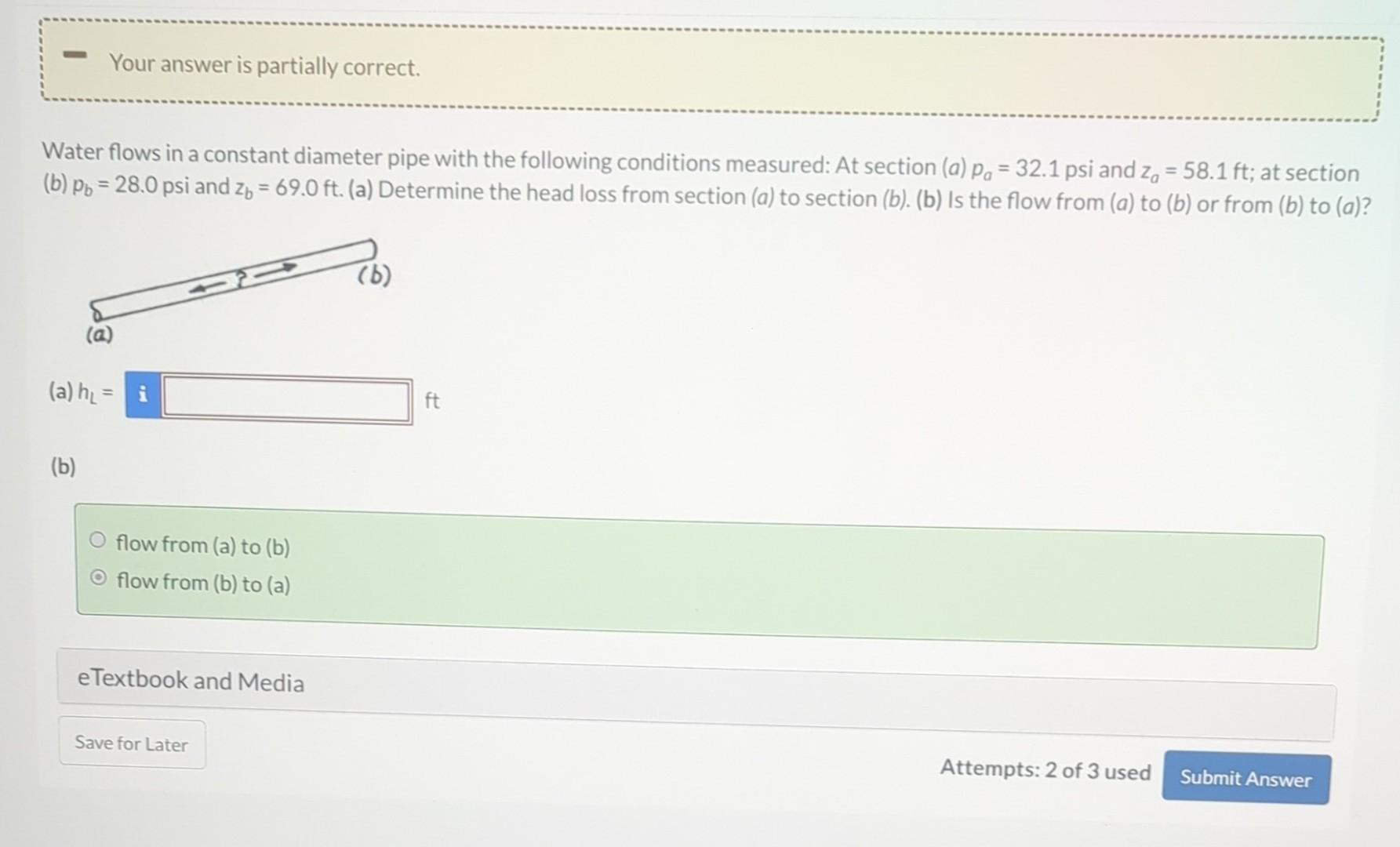 Solved Water flows in a constant diameter pipe with the | Chegg.com