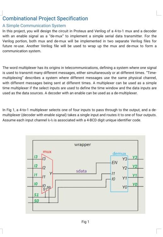 Combinational Project Specification A Simple | Chegg.com
