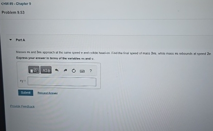 Solved Masses m and 3m approach at the same time speed v and | Chegg.com