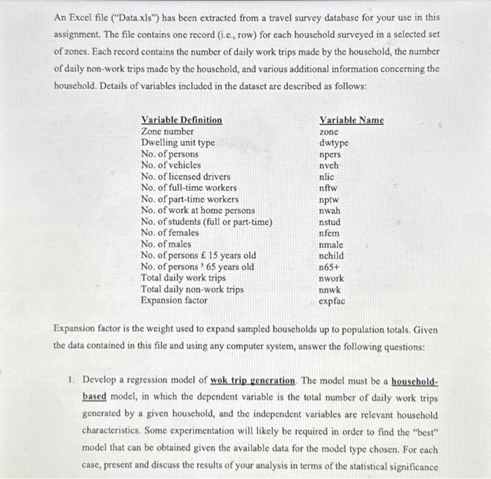 Solved An Excel file ("Data.xls") has been extracted from a | Chegg.com