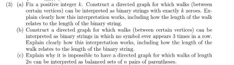 (3) (a) ﻿Fix a positive integer k. ﻿Construct a | Chegg.com