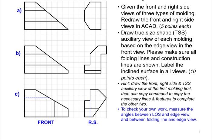 Solved ) a) b) A . Given the front and right side views of | Chegg.com