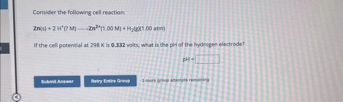 Solved Consider the following cell reaction: | Chegg.com