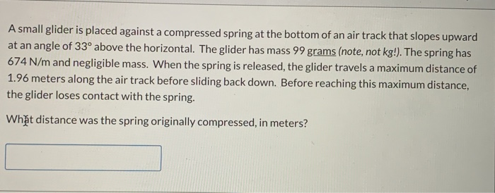 Solved A small glider is placed against a compressed spring | Chegg.com