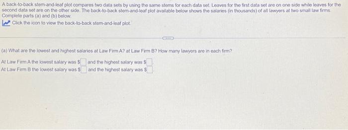 Solved A back-to-back stem-and-leaf plot compares two data | Chegg.com