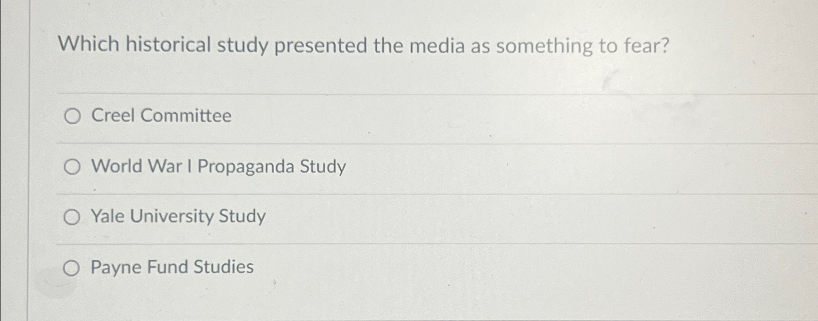 Solved Which historical study presented the media as | Chegg.com